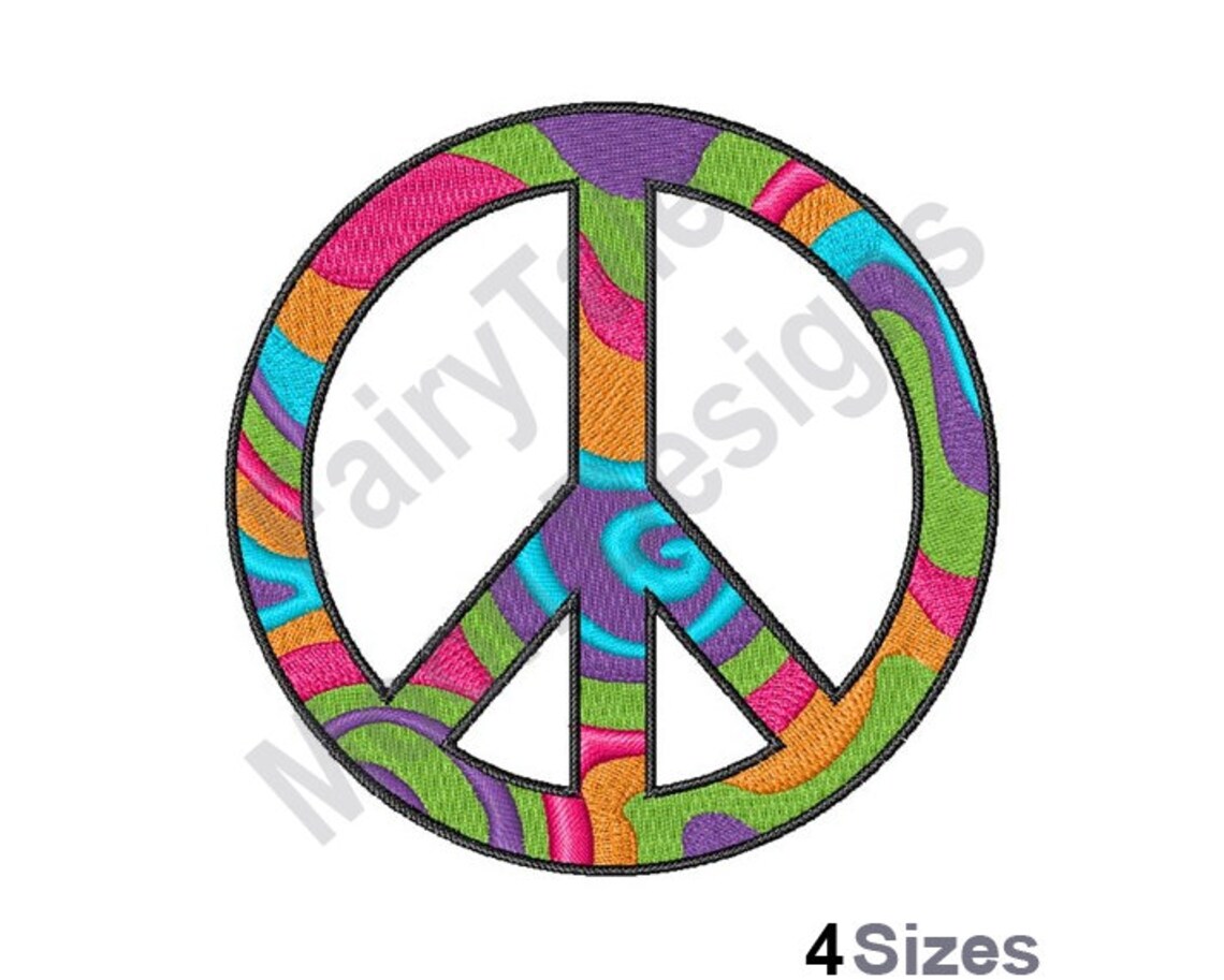 Psychedelic Peace Sign - Machine Embroidery Design, Peace Symbol ...