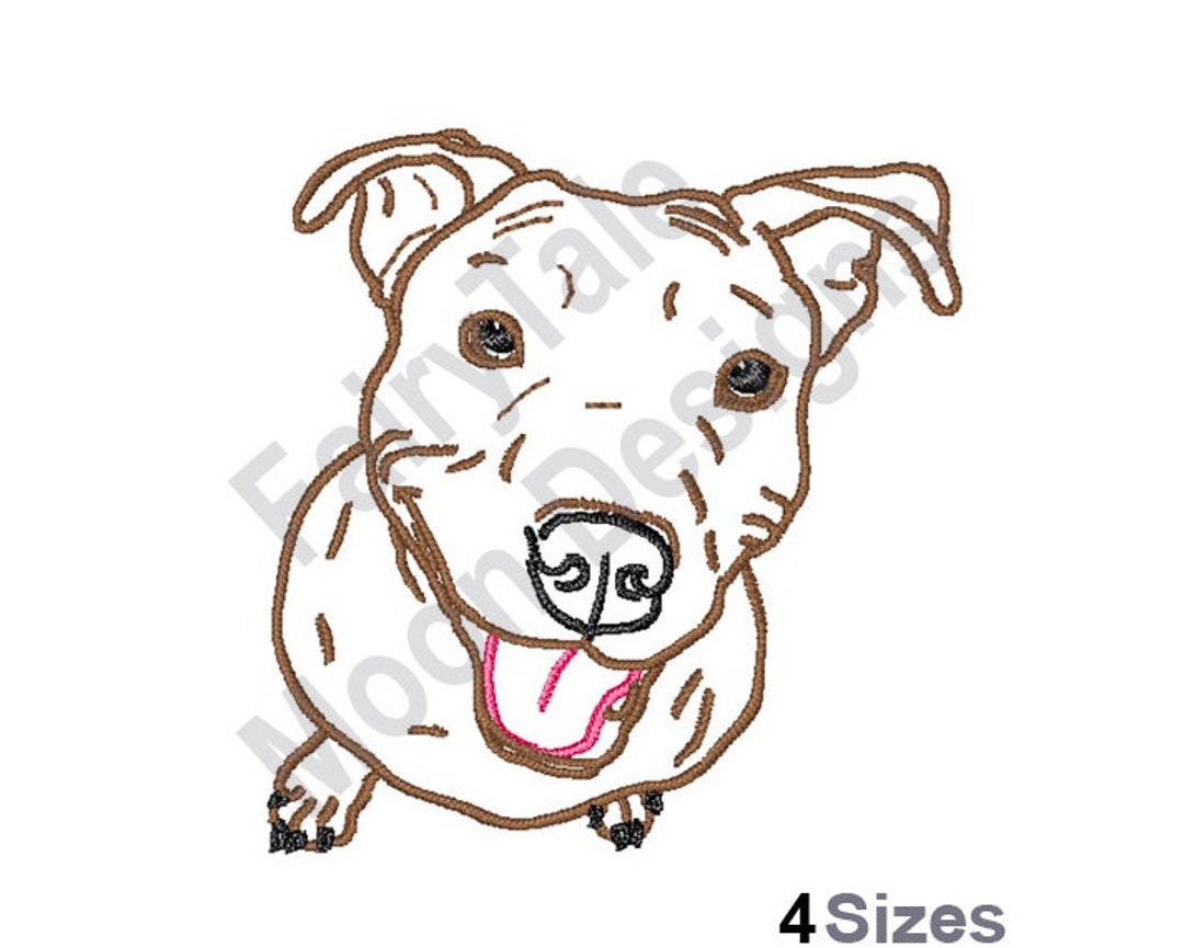 Pit Bull - Machine Embroidery Design, Pit Bull Outline Embroidery ...
