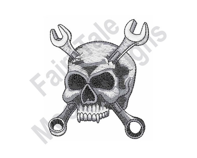Skull and Wrenches Machine Embroidery Design Mechanic - Etsy
