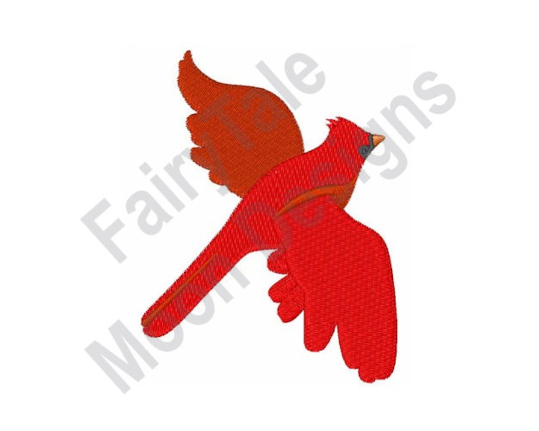 Northern Cardinal - Machine Embroidery Design, Flying Red Cardinal ...