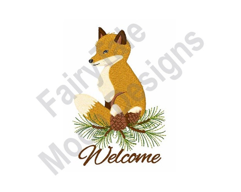 Welcome Fox Machine Embroidery Design Baby Fox Embroidery - Etsy