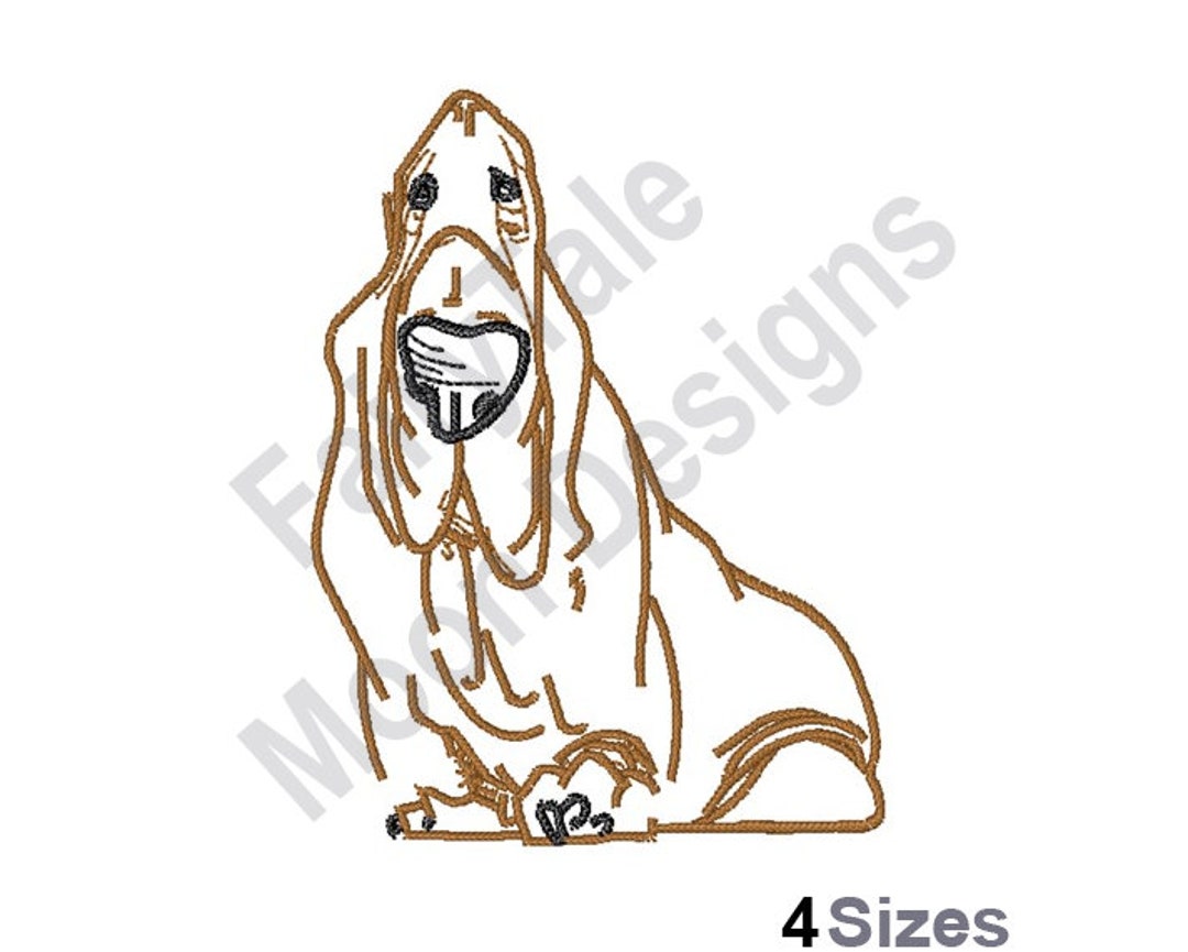 Basset Hound Outline - Machine Embroidery Design, Sitting Basset Hound ...