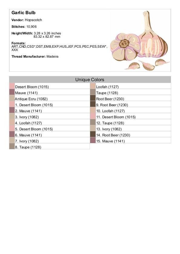 Garlic Bulbs - Machine Embroidery Design, Garlic Embroidery Pattern ...