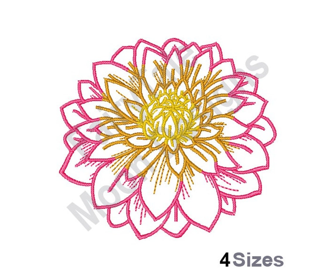 Floral Outline Machine Embroidery Design Lotus Flower | Etsy