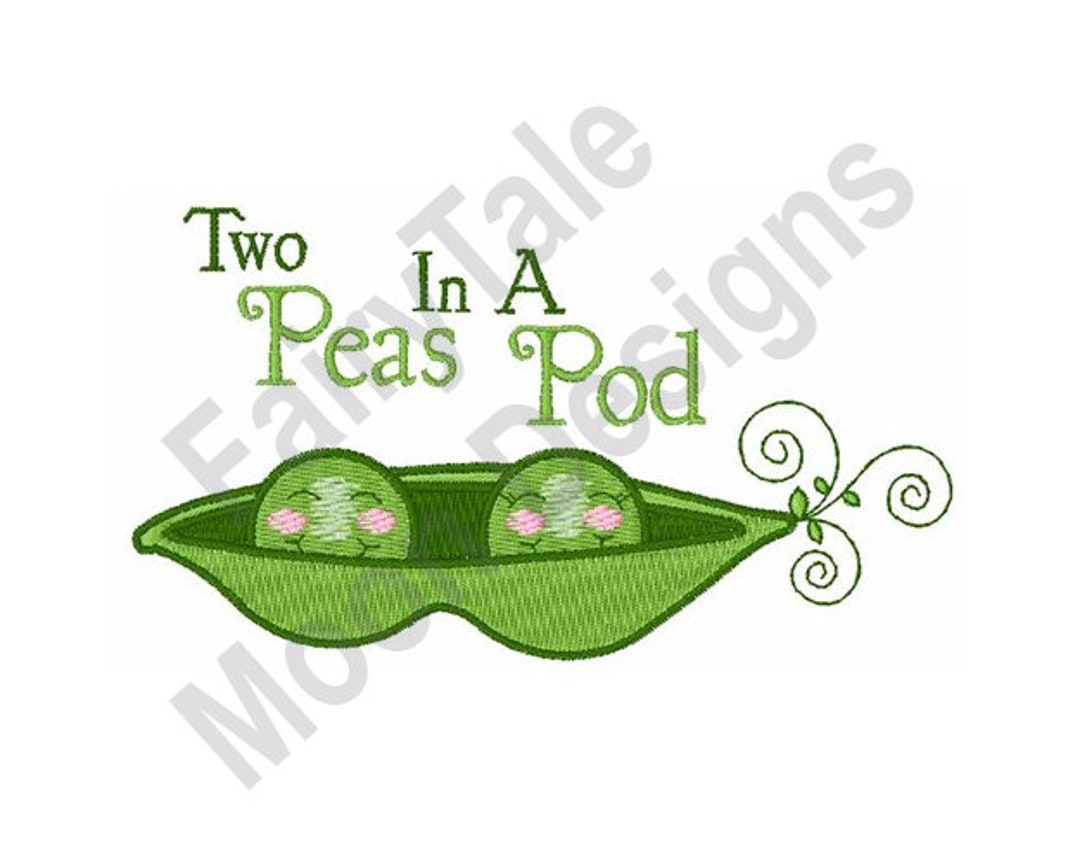 Two Peas in A Pod Machine Embroidery Design, Pea Pod Embroidery Pattern ...
