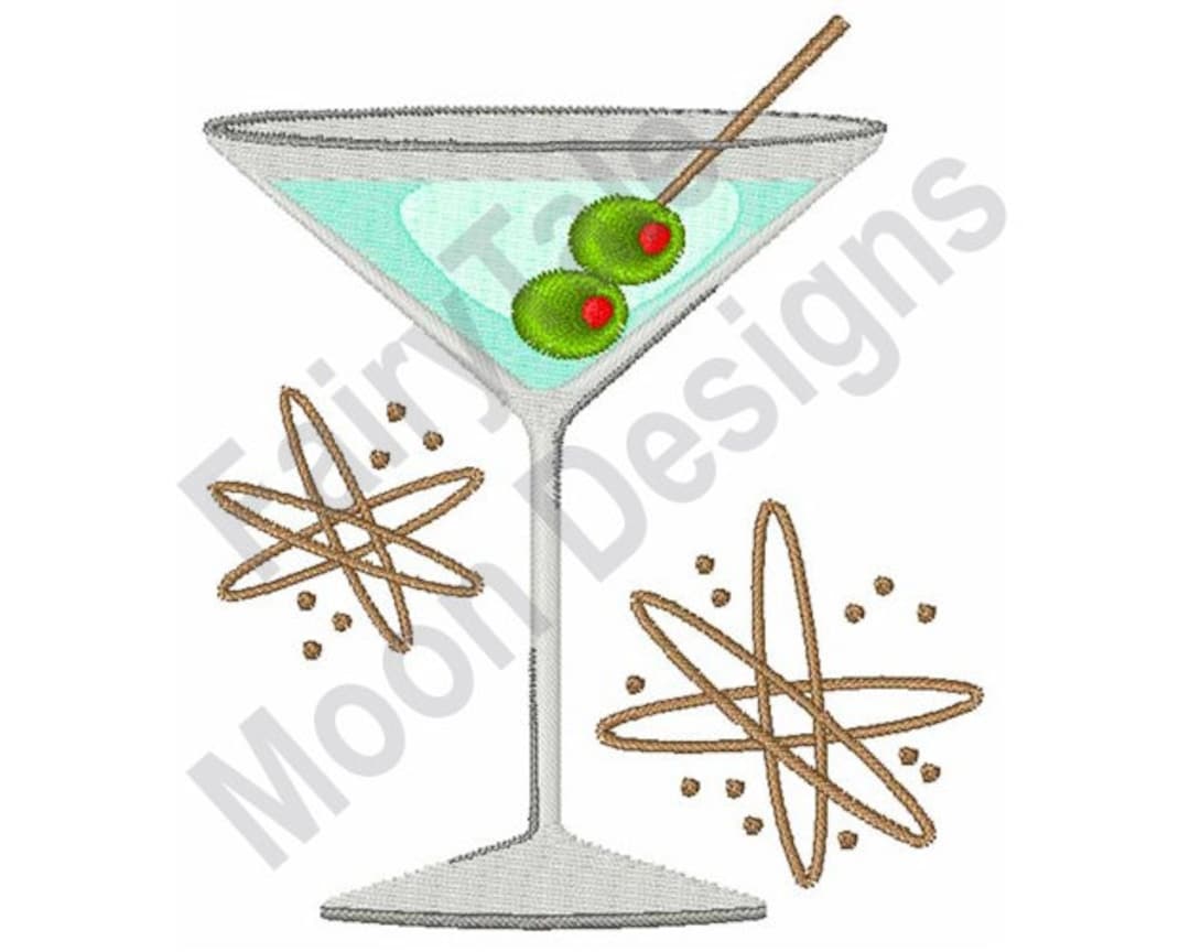 Martini Cocktail - Machine Embroidery Design, Martini Glass Embroidery ...