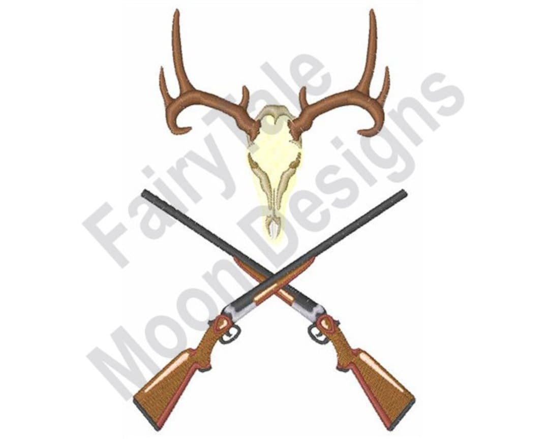 Buck Skull & Rifles - Machine Embroidery Design, Deer Skull Embroidery ...