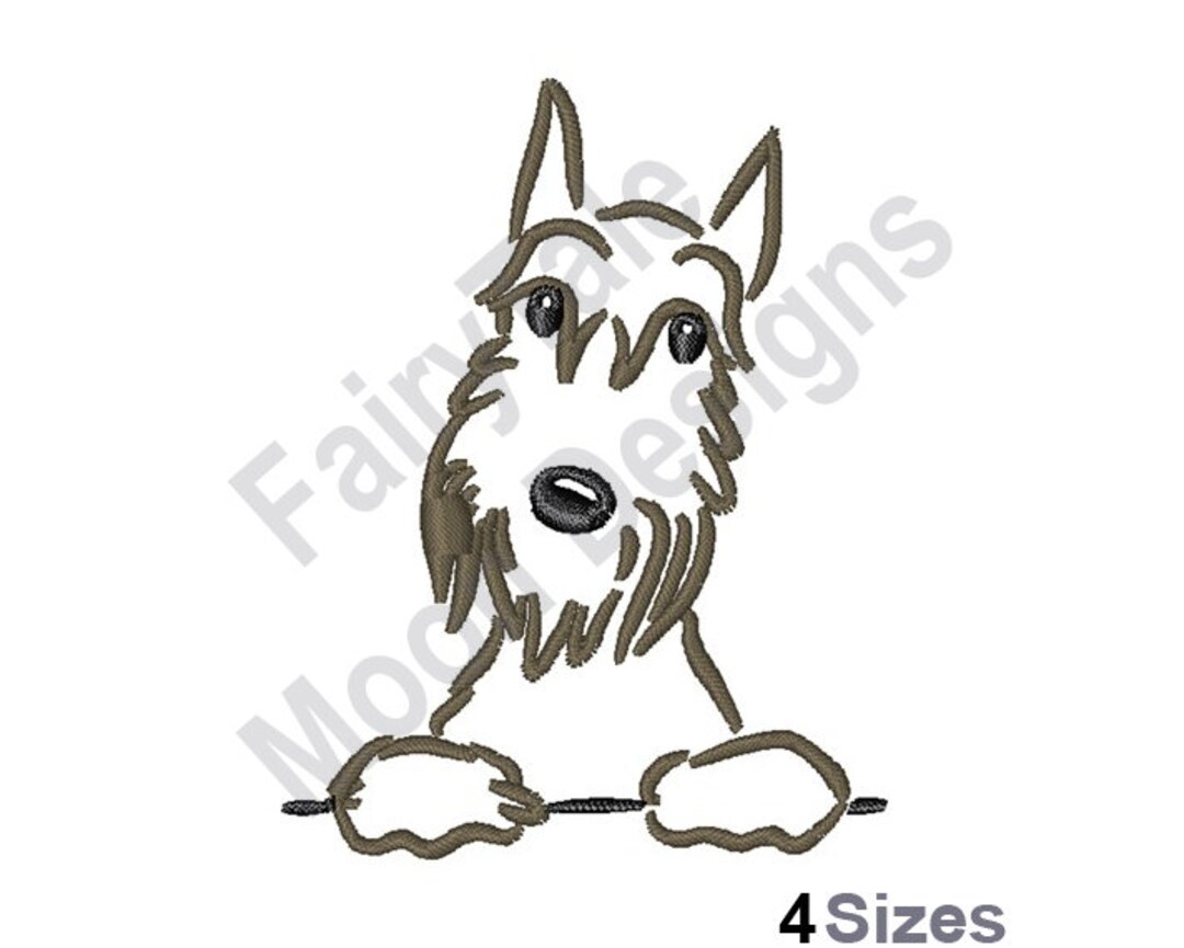 Schnauzer Head - Machine Embroidery Design, Schnauzer Outline ...