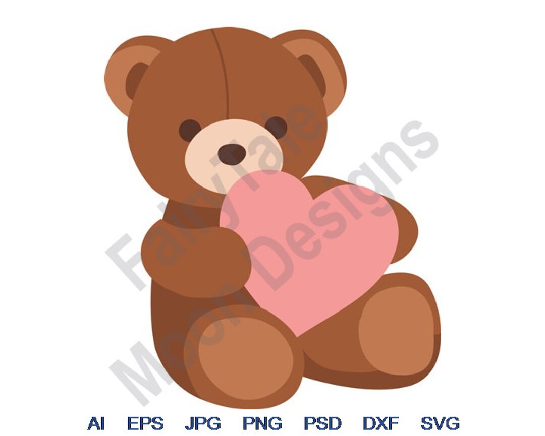 Valentine's Bear Svg, Dxf, Eps, Png, Jpg, Vector Art, Clipart, Cut File ...