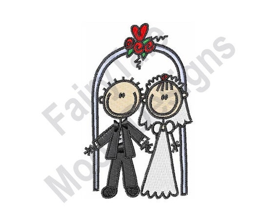 Stick Figure Wedding Couple Machine Embroidery Design Bride | Etsy