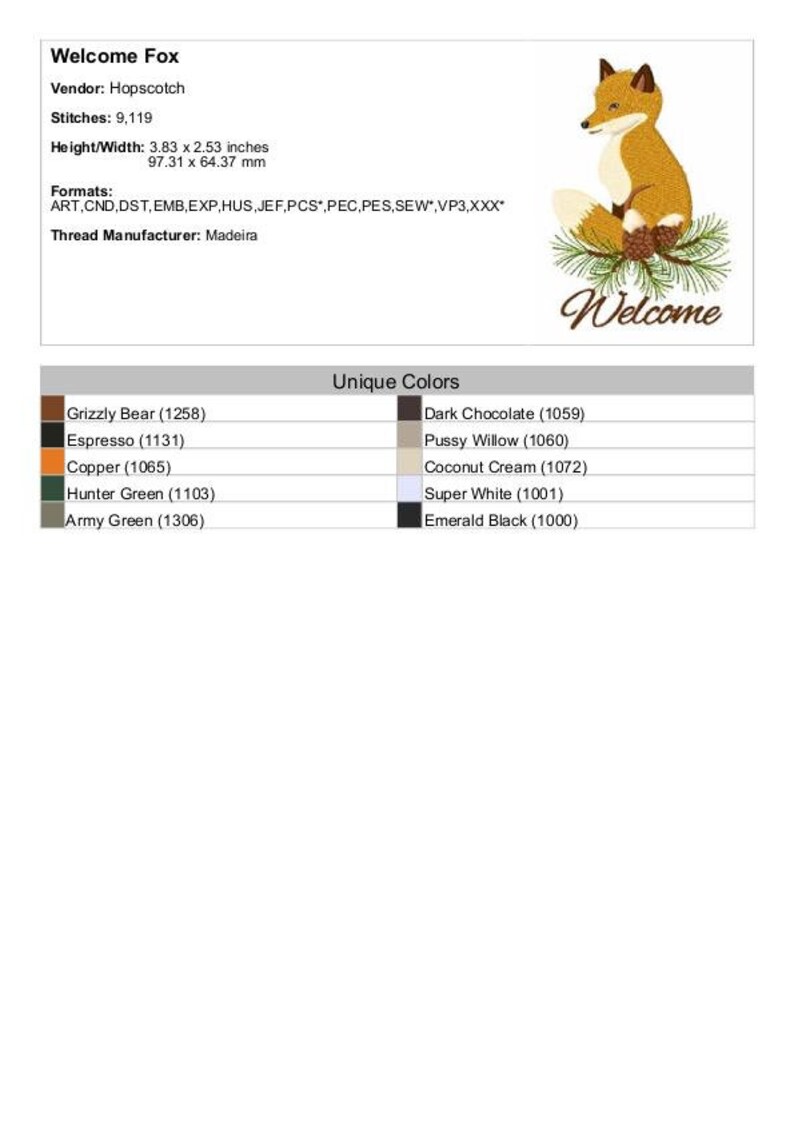 Welcome Fox Machine Embroidery Design Baby Fox Embroidery - Etsy