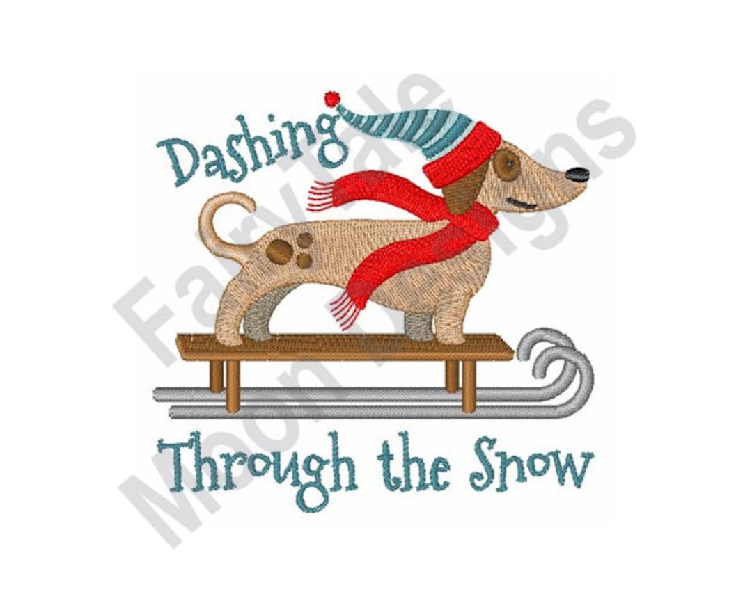Dashing Through the Snow - Machine Embroidery Design, Sledding Dog ...