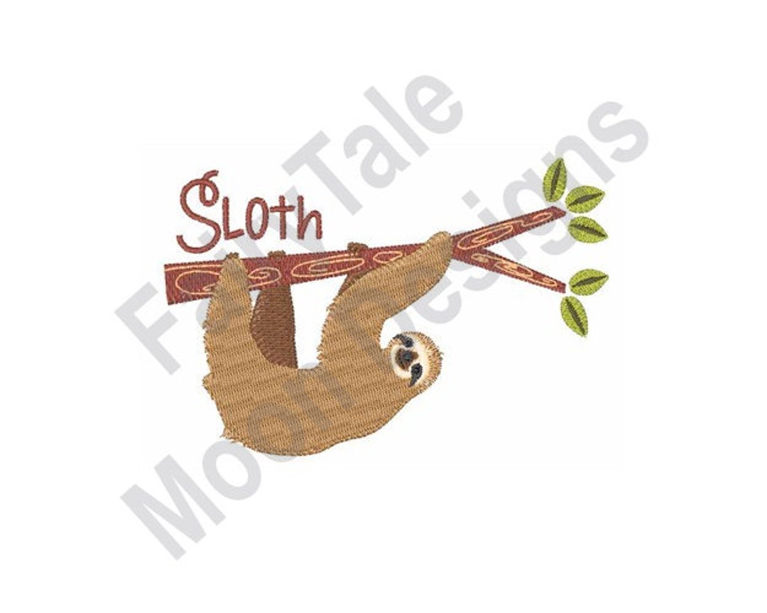 Sloth Machine Embroidery Design Slow Sloth Embroidery - Etsy