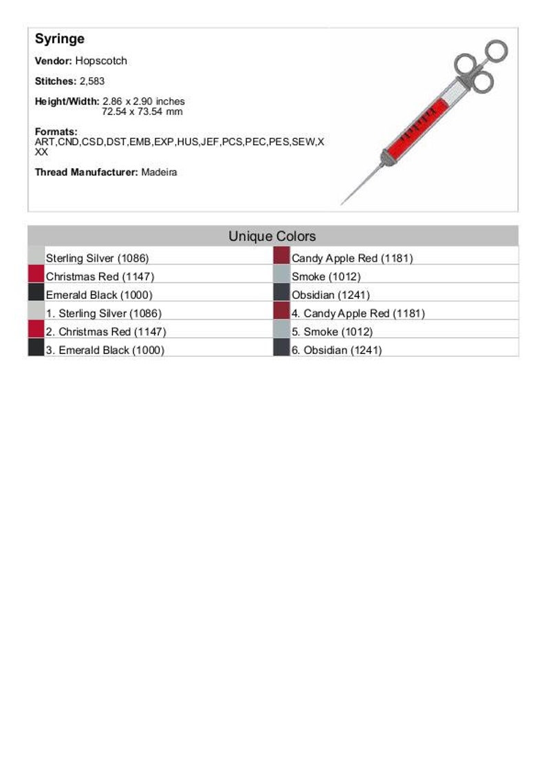 Syringe & Needle Machine Embroidery Design Medical Syringe - Etsy