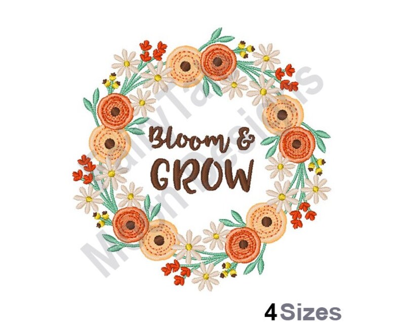 Bloom & Grow Machine Embroidery Design Folk Art Floral - Etsy