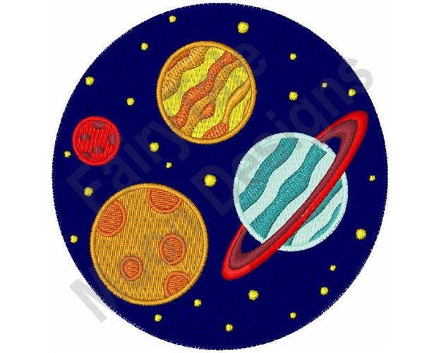 Planets Machine Embroidery Design Solar System Embroidery - Etsy