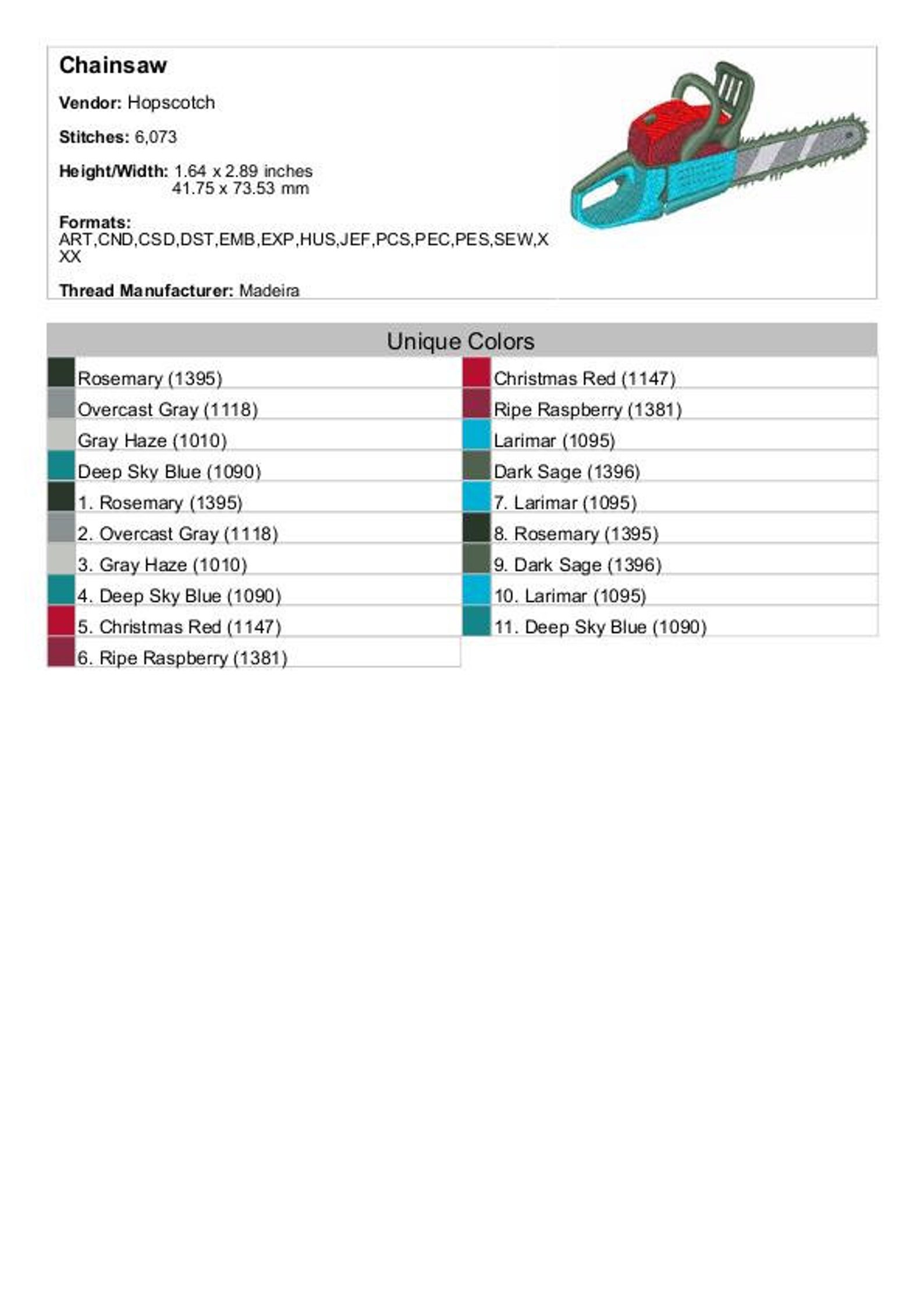 Chainsaw Machine Embroidery Design, Chain Saw Embroidery Pattern ...