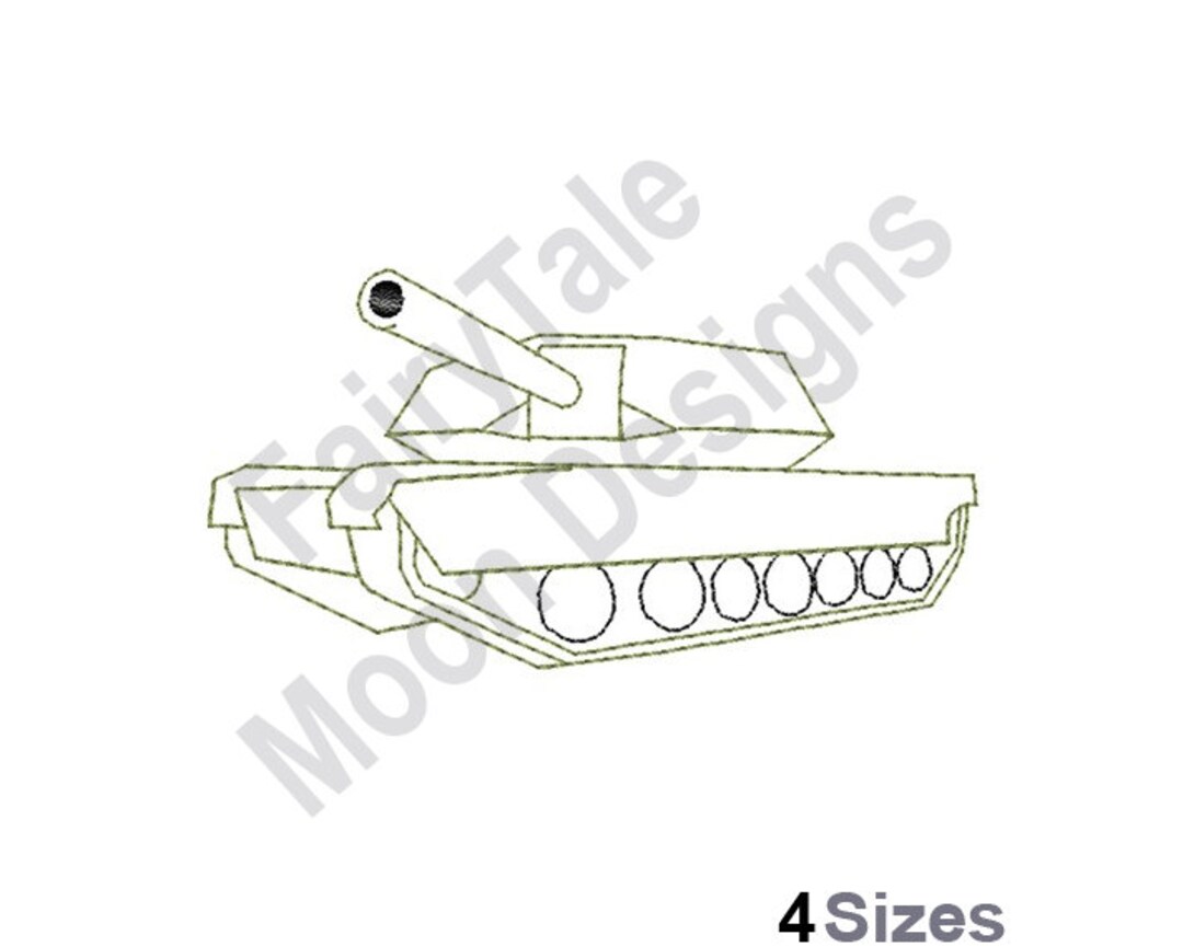 Army Tank - Machine Embroidery Design, Military Tank Outline Embroidery ...