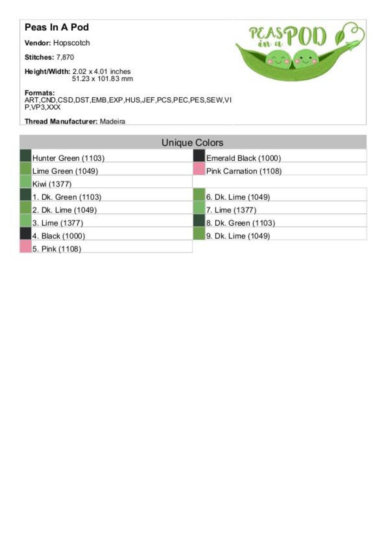 Peas in A Pod - Machine Embroidery Design, Pea Pod Embroidery Pattern ...