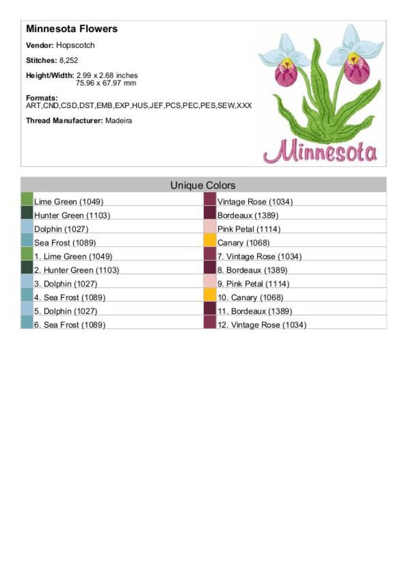 Minnesota State Flower Machine Embroidery Design Showy | Etsy