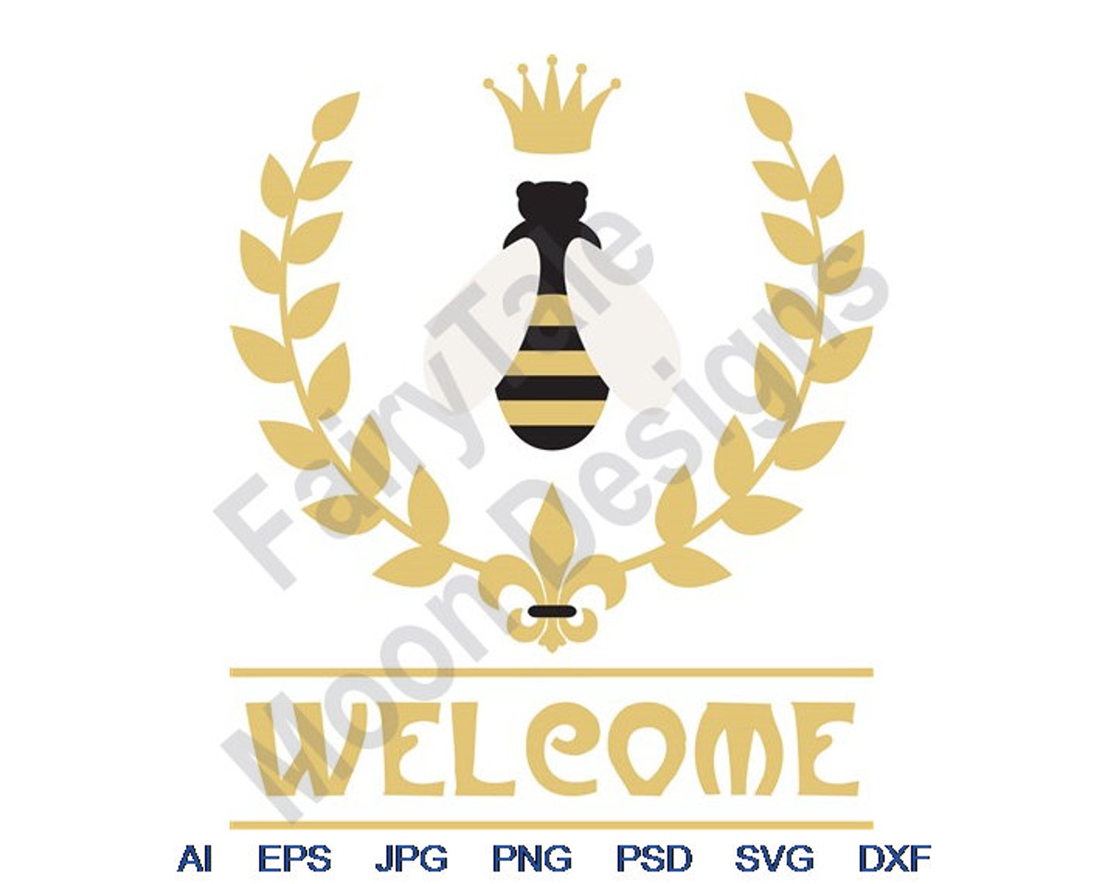 Welcome Bee Svg Dxf Eps Png Jpg Vector Art Clipart - Etsy
