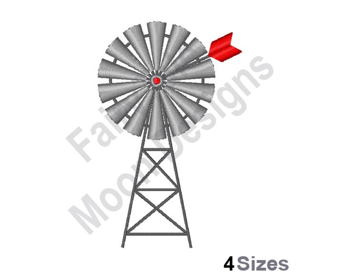 Country Farm Windmill - Machine Embroidery Design, Windmill Embroidery ...