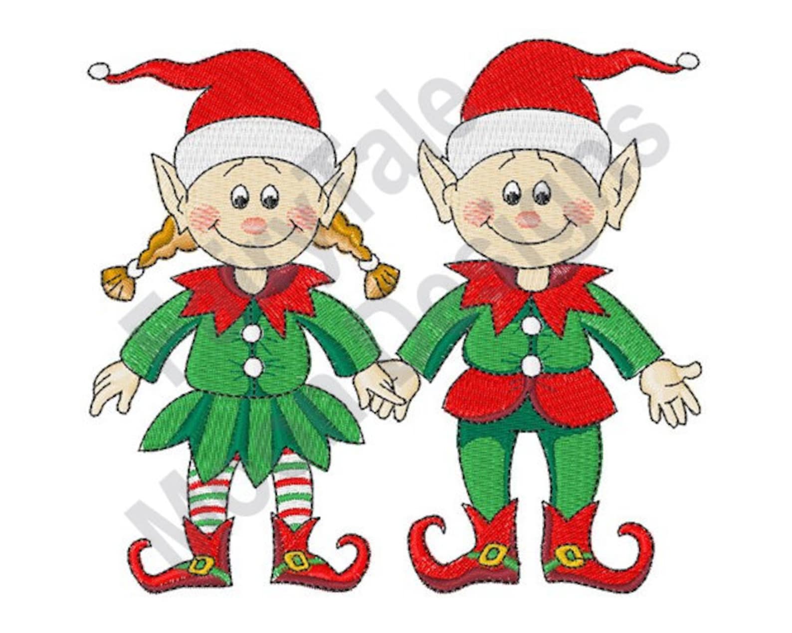 Christmas Elves Machine Embroidery Design Elf Couple - Etsy