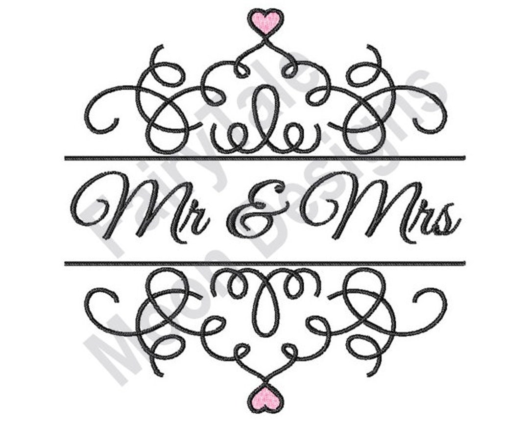 Mr & Mrs Embroidery Pattern Machine Embroidery Design Split - Etsy