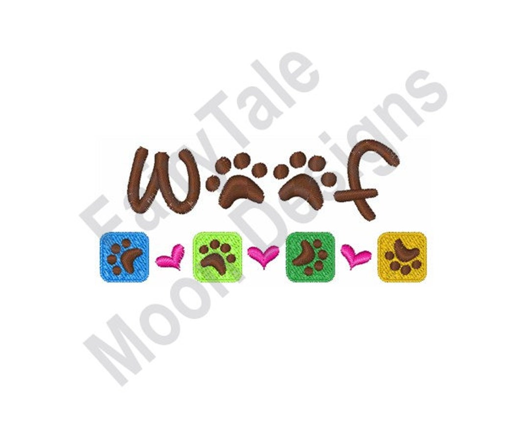Woof Machine Embroidery Design, Dog Hearts & Pawprints Embroidery ...