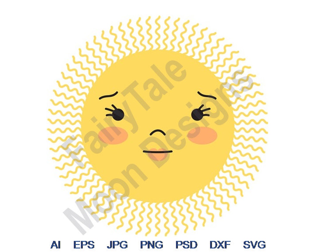 Sun Face Svg, Dxf, Eps, Png, Jpg, Vector Art, Clipart, Cut File, Happy ...