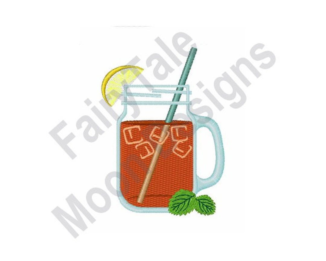 Iced Tea - Machine Embroidery Design, Ice Tea With Lemon & Mint ...