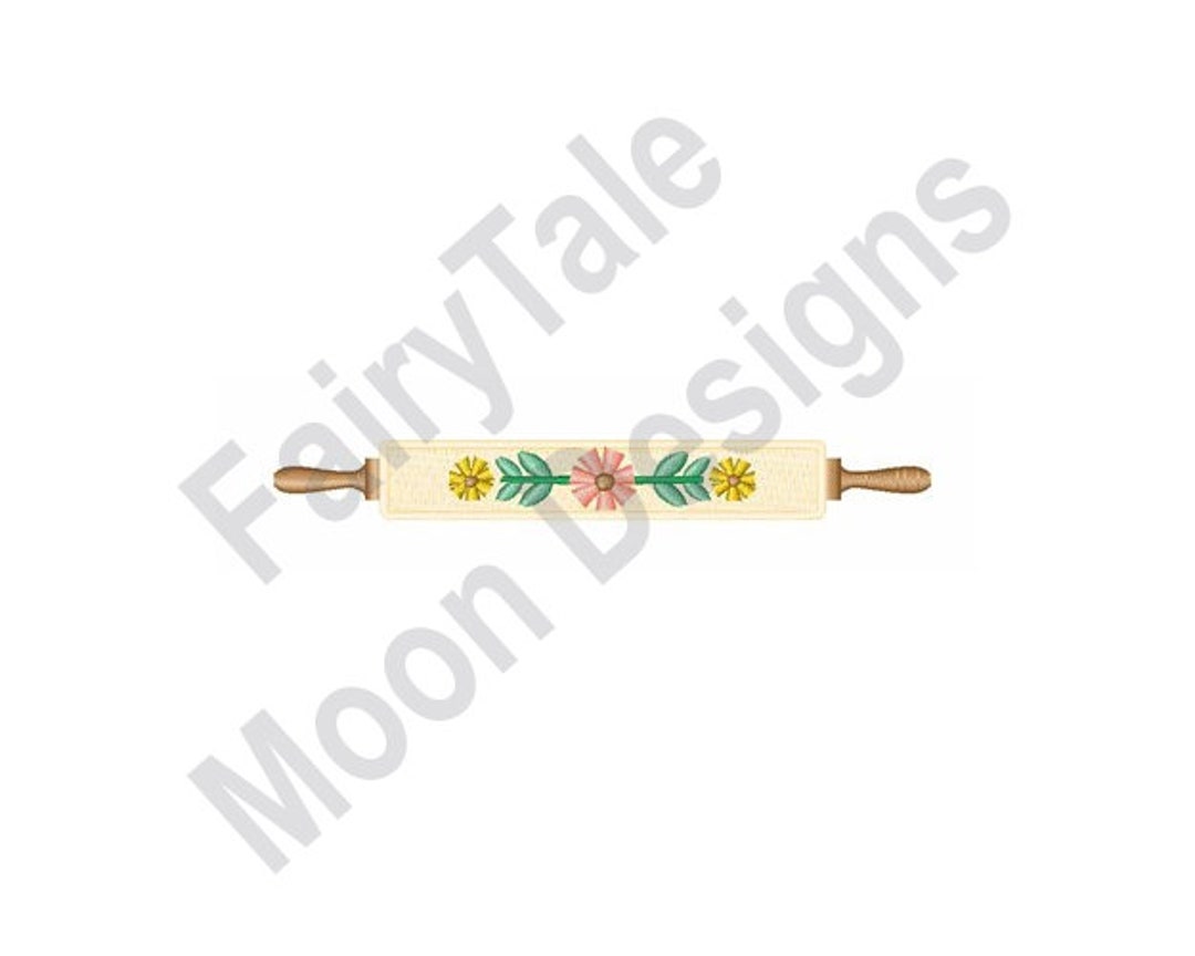 Decorated Rolling Pin Machine Embroidery Design, Folk Art Flowers ...