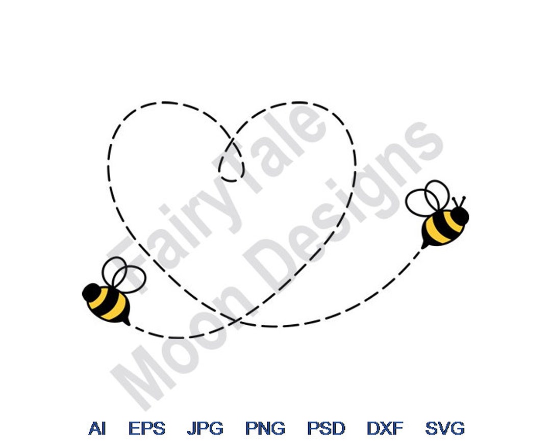 Bumble Bee Heart Svg, Dxf, Eps, Png, Jpg, Vector Art, Clipart, Cut File ...