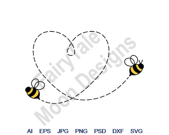 Bumble Bee Heart Svg Dxf Eps Png Jpg Vector Art | Etsy
