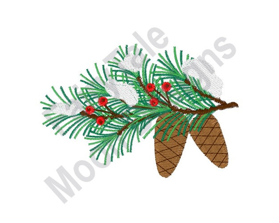 Pine Tree Branch Machine Embroidery Design Pine Bough - Etsy
