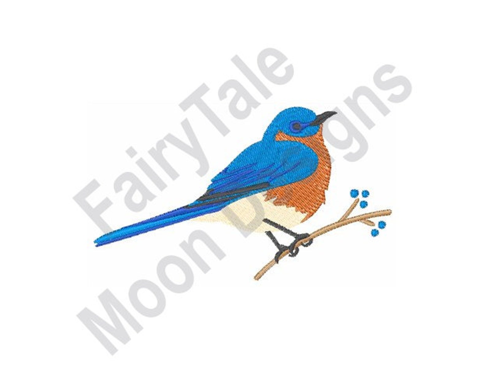 Eastern Bluebird Machine Embroidery Design Bluebird on Tree - Etsy