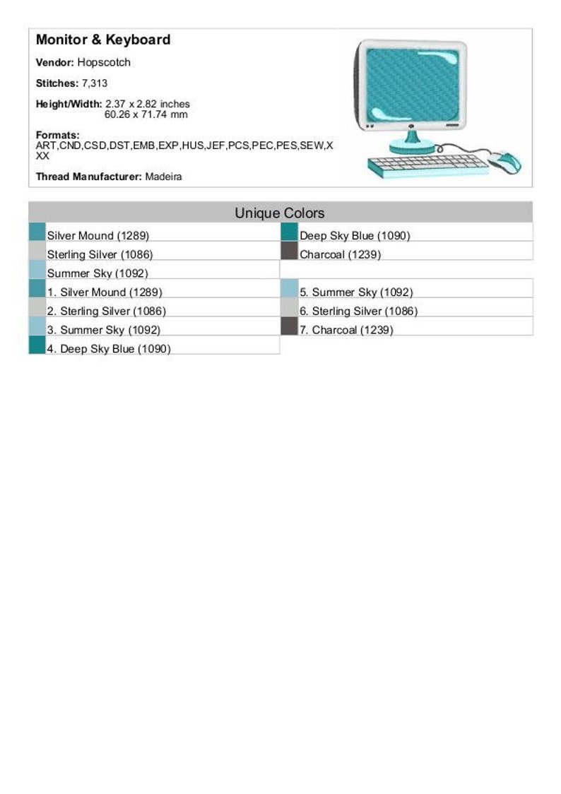 Monitor & Keyboard Machine Embroidery Design Computer - Etsy
