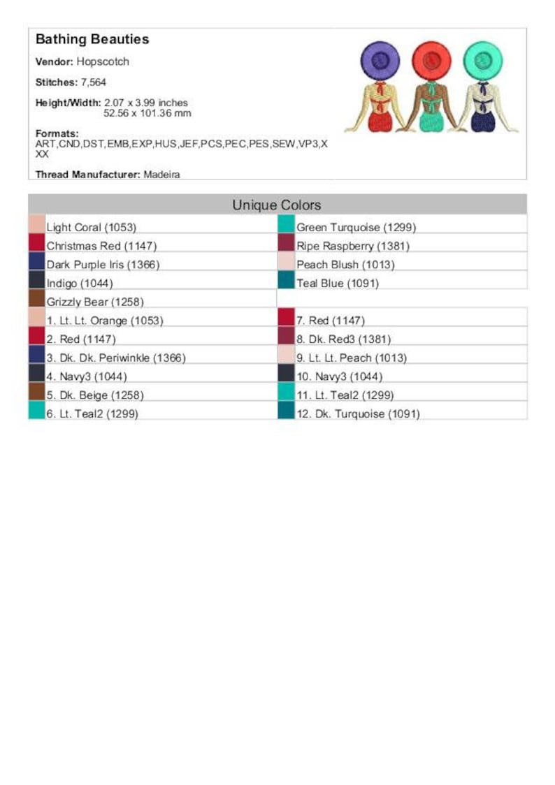 Bathing Beauties - Machine Embroidery Design, Beach Babes Embroidery ...