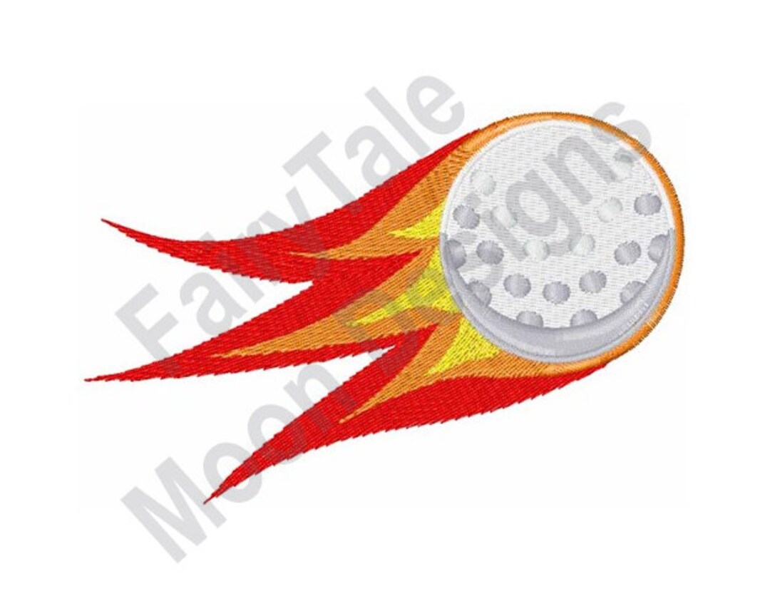 Flaming Golf Ball - Machine Embroidery Design, Golf Fireball Embroidery ...