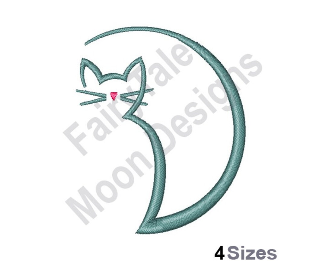 Kitten Outline Machine Embroidery Design, Cat Outline Embroidery ...