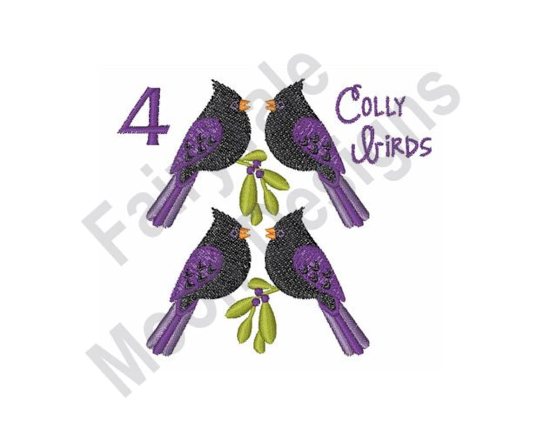 4 Colly Birds - Machine Embroidery Design, 12 Days of Christmas Song ...