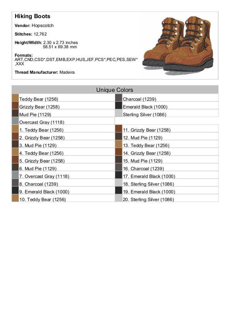 Hiking Boots Machine Embroidery Design Hiker Boots | Etsy