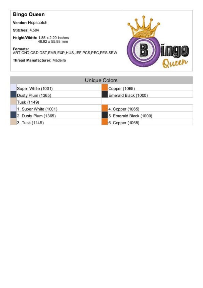 Bingo Queen Machine Embroidery Design Lucky Bingo Balls - Etsy