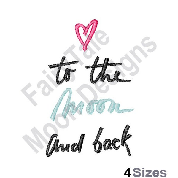 Machine Embroidery I Love You to the Moon and Back - Etsy