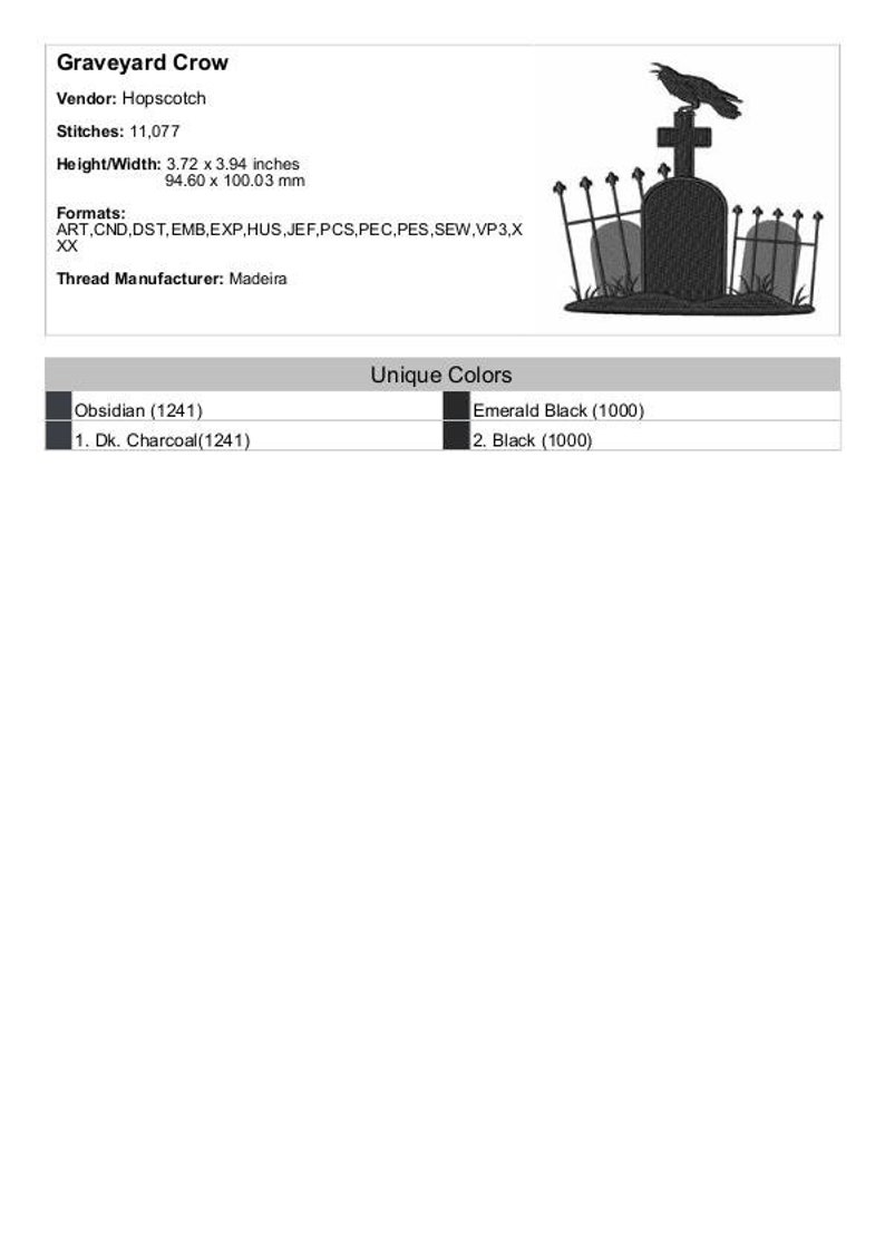 Graveyard Crow Machine Embroidery Design Halloween Night | Etsy