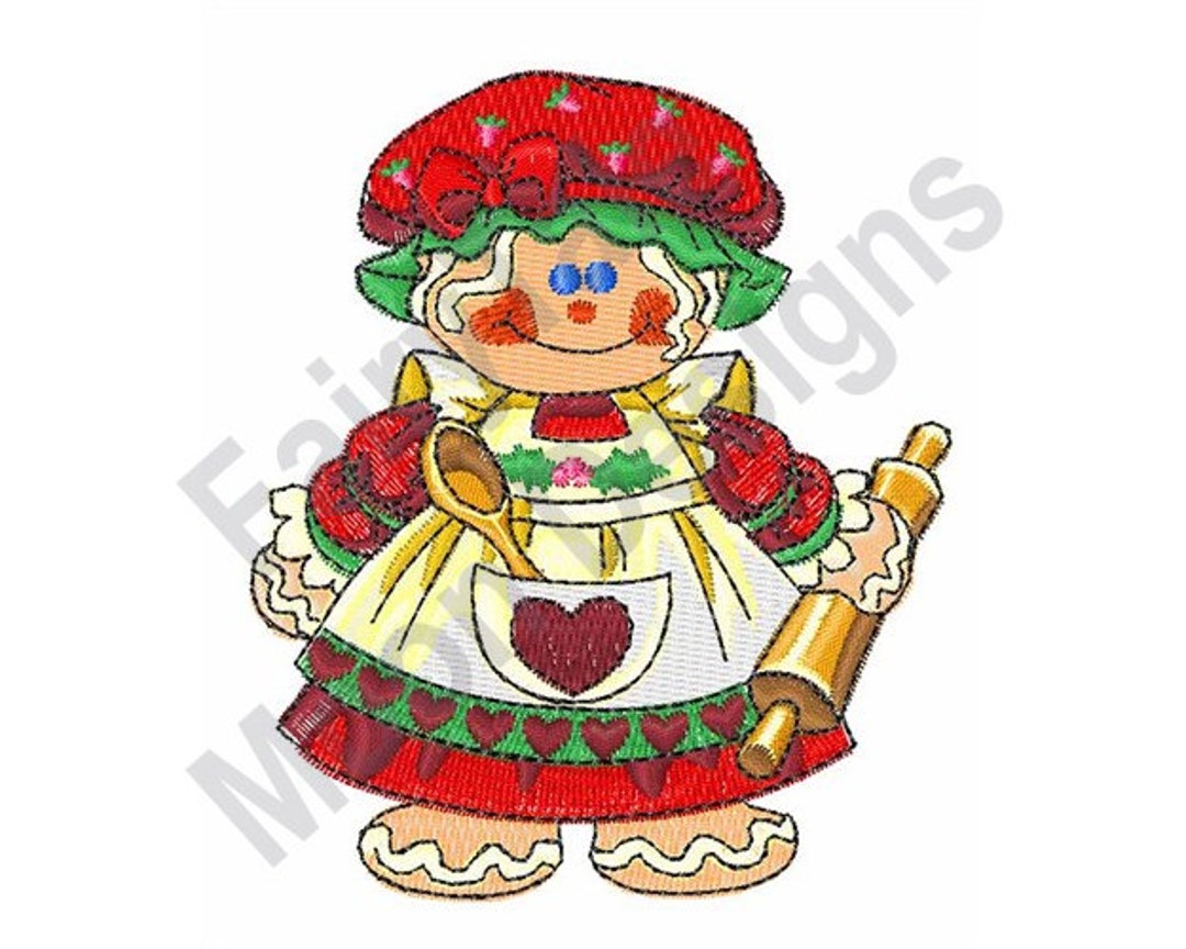 Gingerbread Rag Doll - Machine Embroidery Design, Cooking Girl With ...