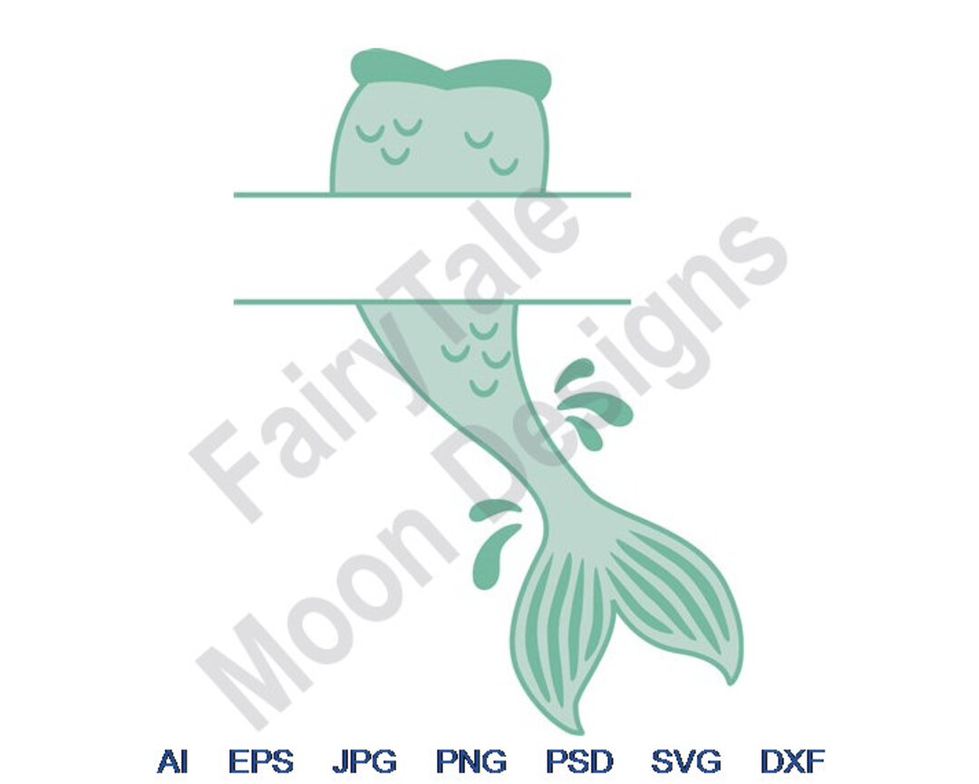 Mermaid Tail Split - Svg, Dxf, Eps, Png, Jpg, Vector Art, Clipart, Cut ...