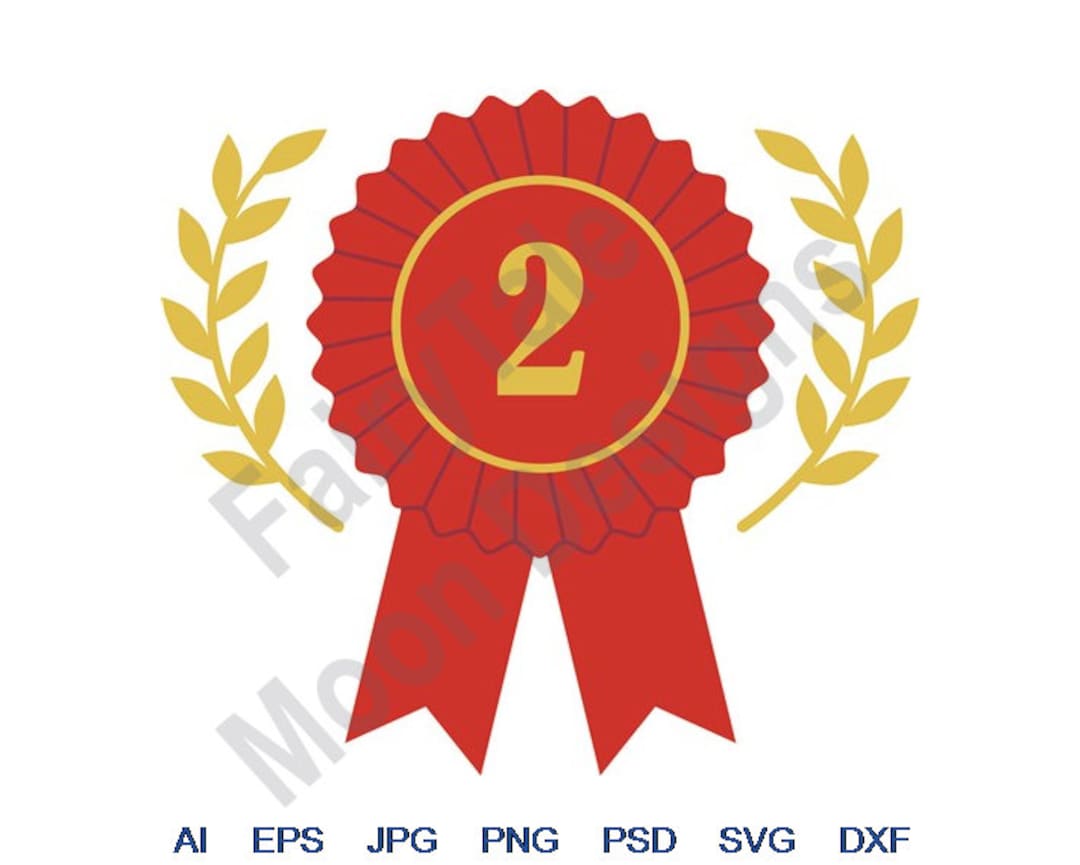 Second Place Ribbon - Svg, Dxf, Eps, Png, Jpg, Vector Art, Clipart, Cut ...