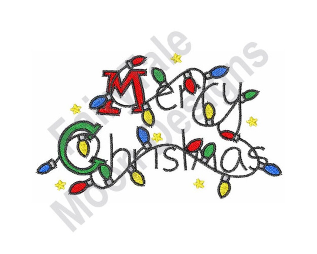 Merry Christmas Lights Machine Embroidery Design Christmas - Etsy