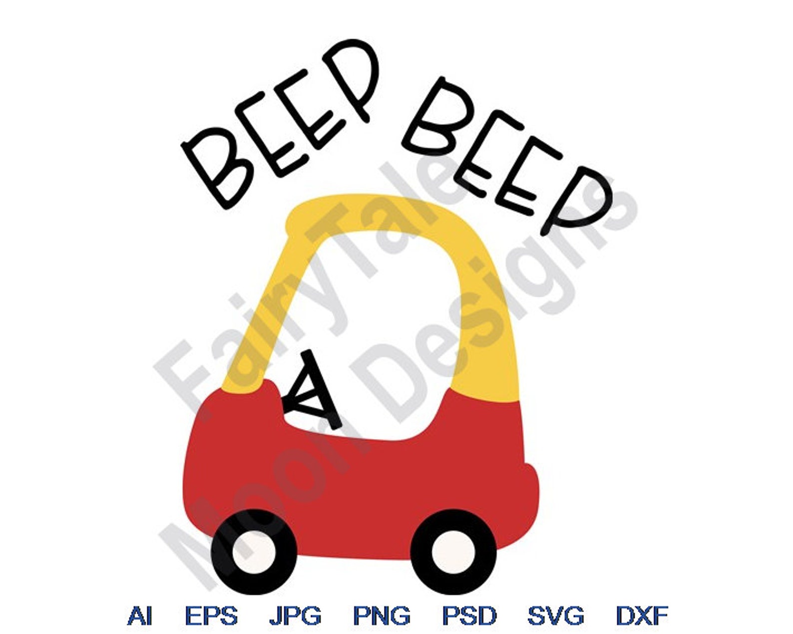 Beep Beep - Svg, Dxf, Eps, Png, Jpg, Vector Art, Clipart, Cut File, Red ...